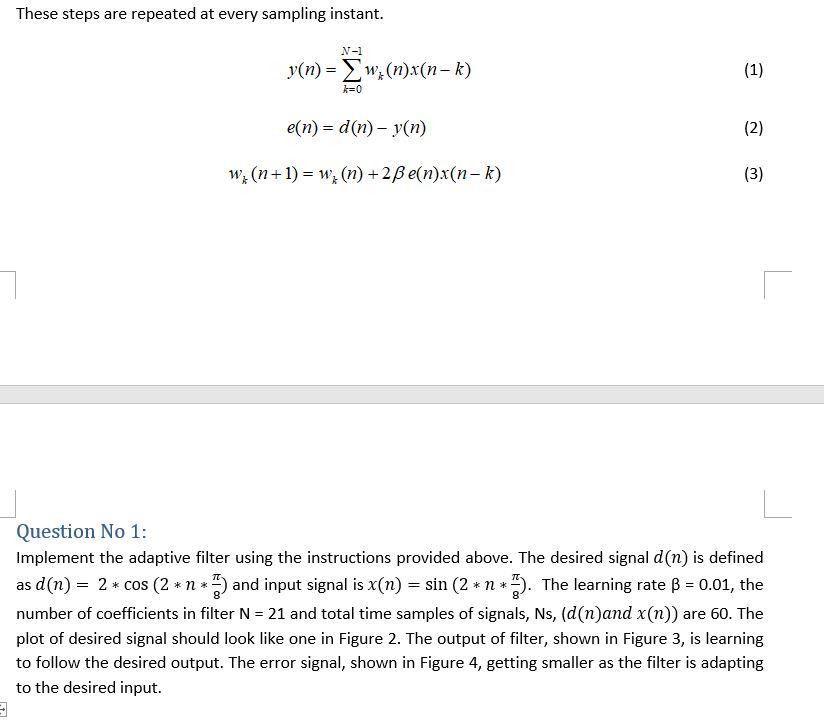 These steps are repeated at every sampling instant. | Chegg.com