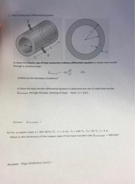 Solved 2. Heat Conduction Differential Equation Ti a) Apply | Chegg.com
