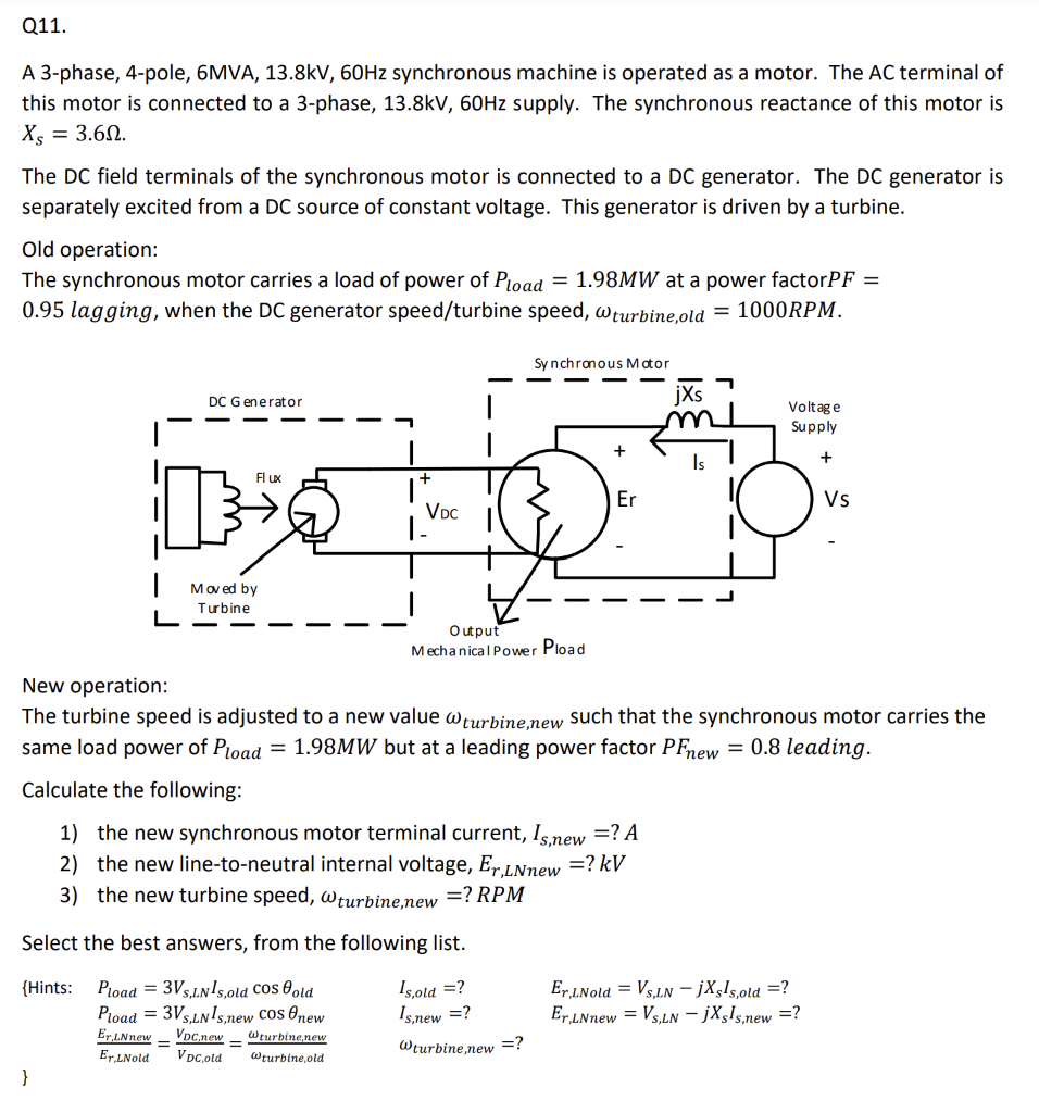 Solved A 3-phase, 4-pole, 6MVA,13.8kV,60 Hz synchronous | Chegg.com