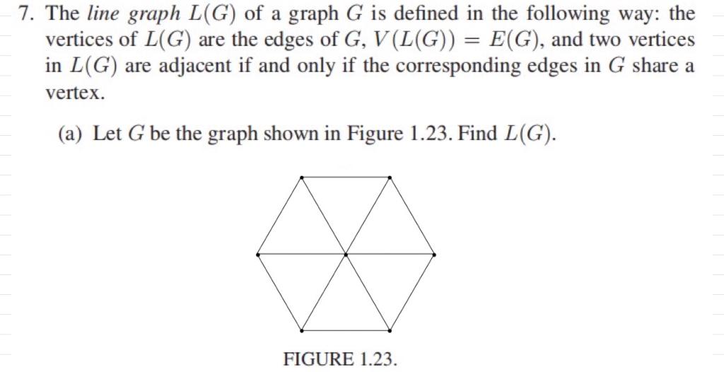 Solved The line graph L(G) of a graph G is defined in the | Chegg.com