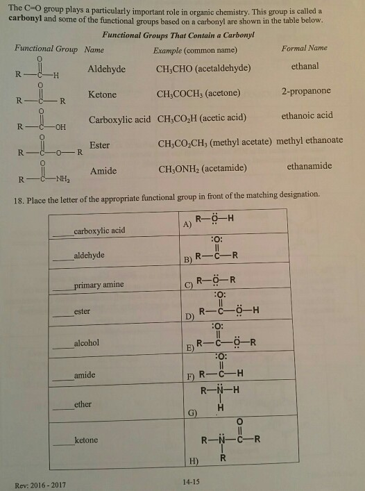 Solved Functional Groups Functional groups focus attention | Chegg.com
