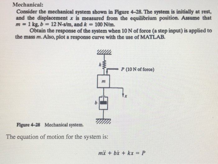 Solved Mechanical: Consider the mechanical system shown in | Chegg.com