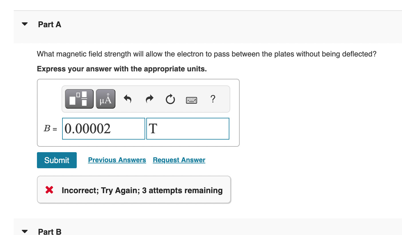 Solved An electron travels with speed 0.90×107 m/s between | Chegg.com