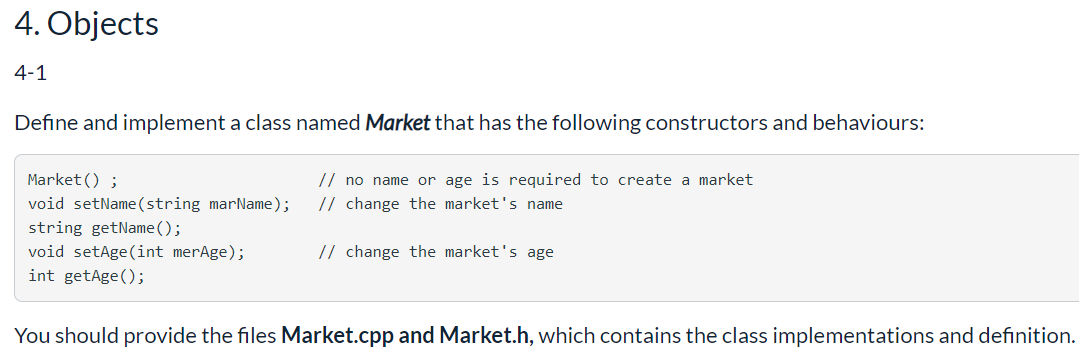 Solved 4 Objects 4 1 Define And Implement A Class Named 1640