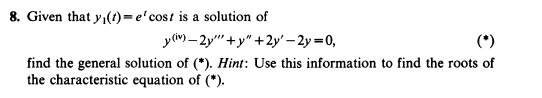Solved Given that y1(t)=etcost is ﻿a solution | Chegg.com