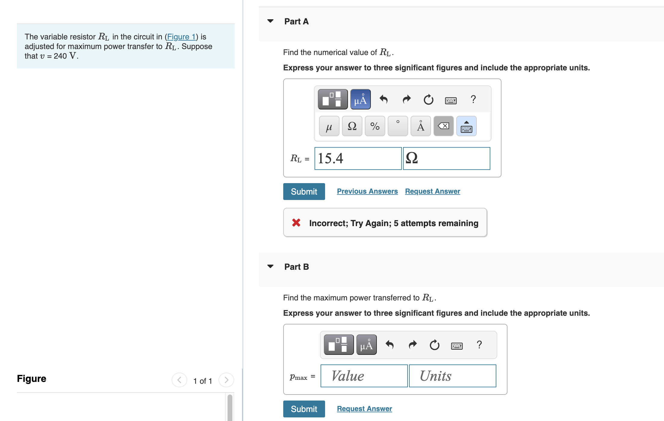 Solved The variable resistor RL in the circuit in (Figure 1) | Chegg.com