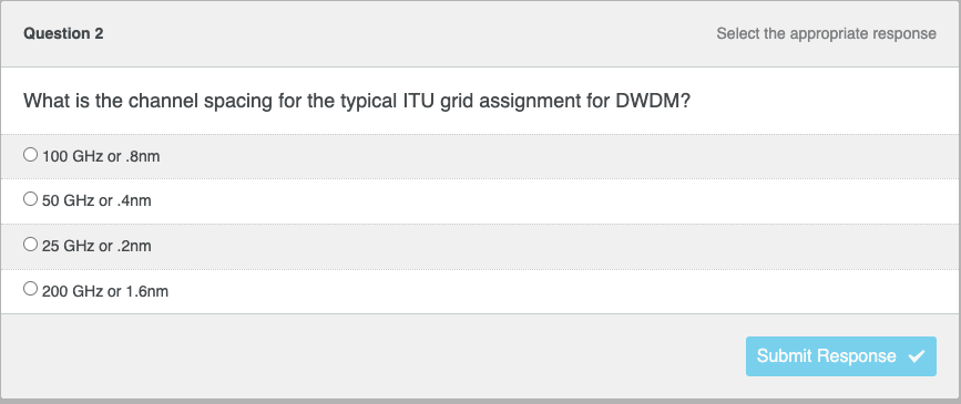 Solved Question 2 What is the channel spacing for the | Chegg.com