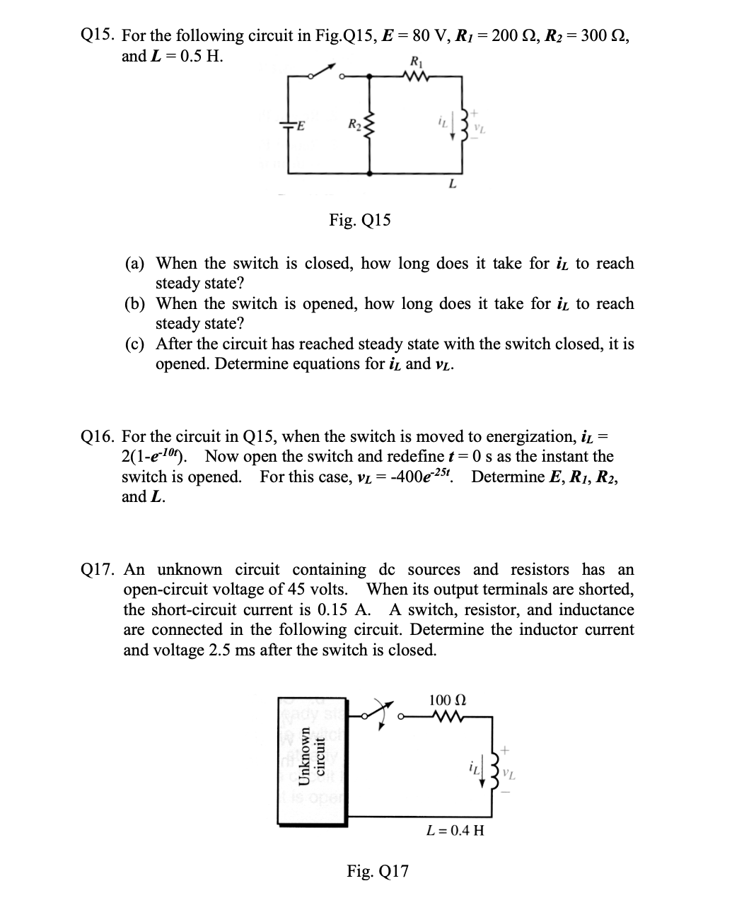 Solved Q15. For the following circuit in Fig.Q15, E=80 | Chegg.com