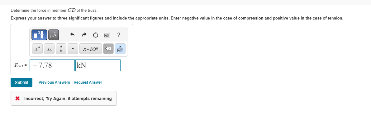 Solved X Incorrect; Try Again; 5 attempts remaining Part D | Chegg.com