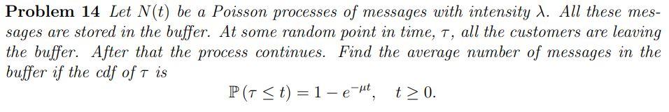 Solved Problem 14 Let N(t) be a Poisson processes of | Chegg.com