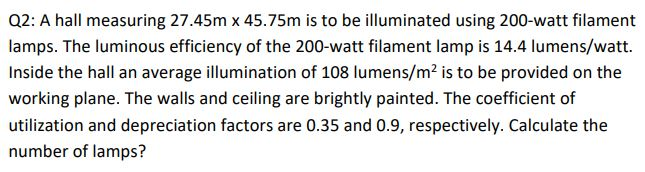 Solved Q2: A hall measuring 27.45m x 45.75m is to be | Chegg.com