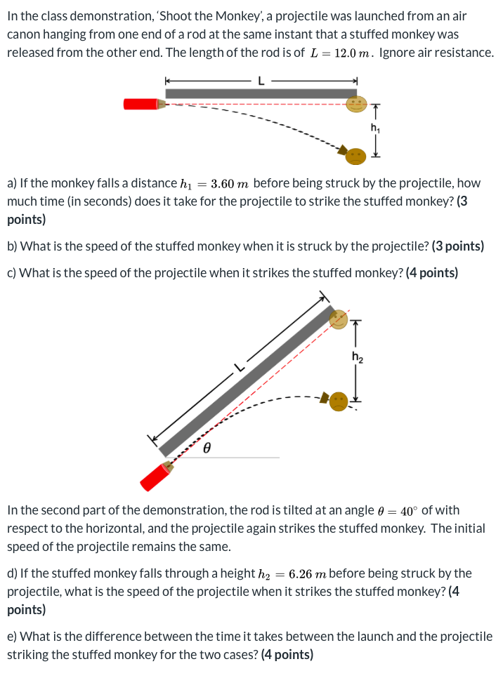 Solved In the class demonstration, 'Shoot the Monkey, a | Chegg.com
