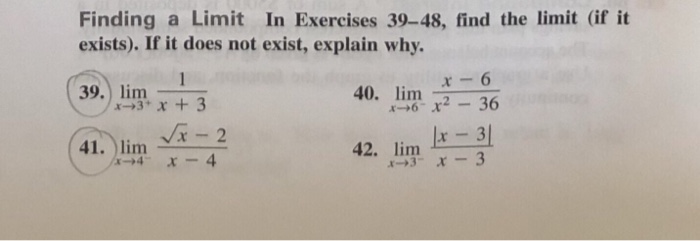 Solved Finding a Limit In Exercises 39-48, find the limit | Chegg.com