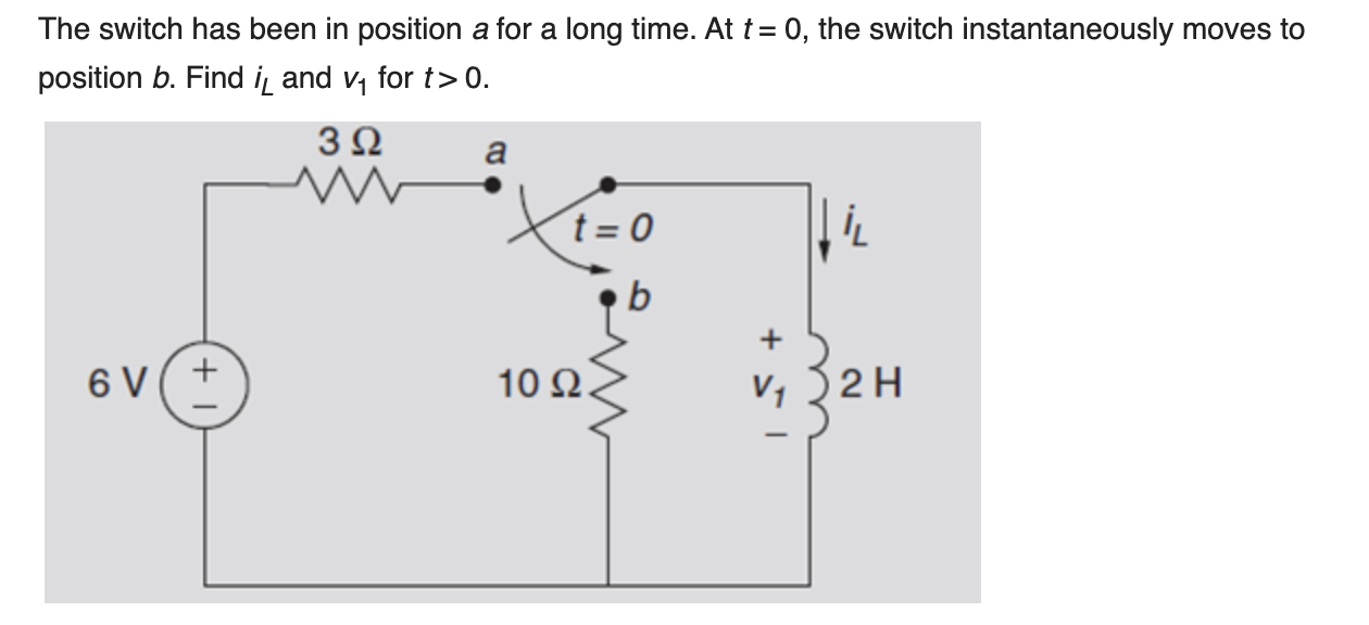 Solved The switch has been in position a for a long time. At | Chegg.com