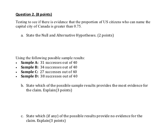 Solved Question 3. (2 points each) State whether each set of | Chegg.com
