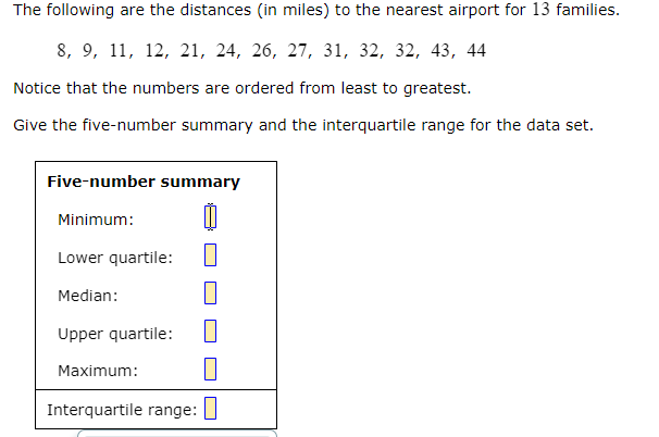 Solved The following are the distances (in miles) to the | Chegg.com