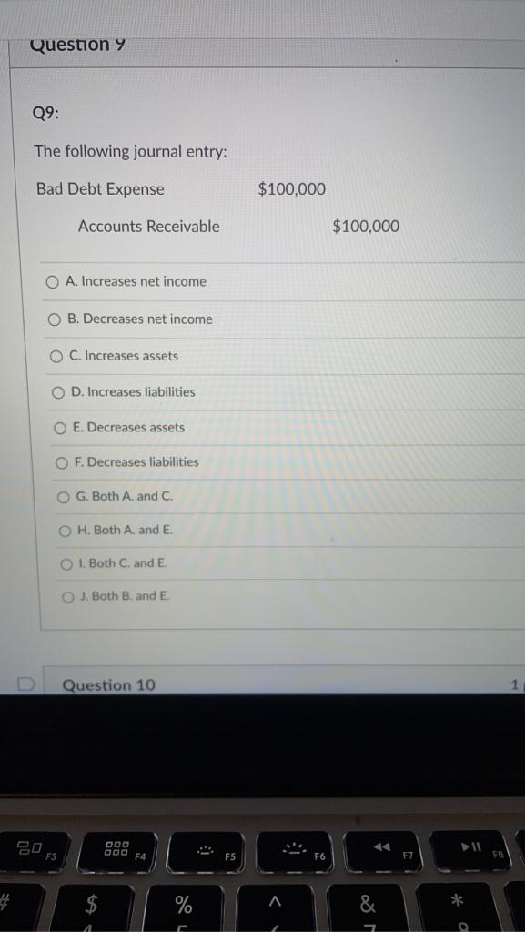 Solved The following journal entry: Bad Debt Expense | Chegg.com