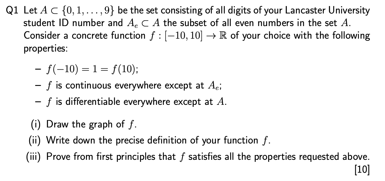 Solved Q1 Let A C {0, 1,...,9} be the set consisting of all | Chegg.com