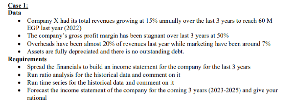 Solved Case 1: Data - Company X had its total revenues | Chegg.com