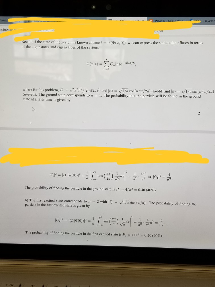 Solved Consider A Particle In A 1 Dimensional Infinite