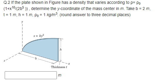 Solved Q.2 If the plate shown in Figure has a density that | Chegg.com