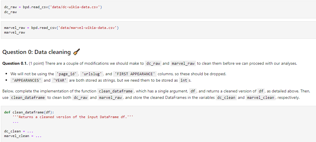 Solved dc_raw = bpd.read_csv('data/dc-wikia-data.csv') \( | Chegg.com