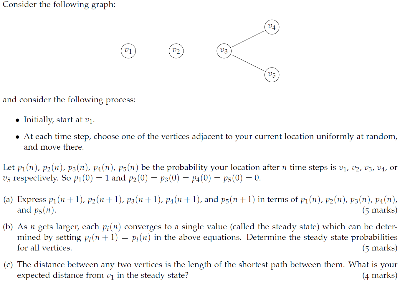 Solved Consider the following graph: V4 V1 V2 V3 V5 and | Chegg.com