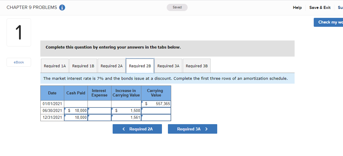 Solved CHAPTER 9 PROBLEMS Saved Help Save & Exit Submi Check | Chegg.com