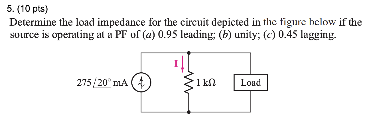 Solved Determine the load impedance for the circuit depicted | Chegg.com
