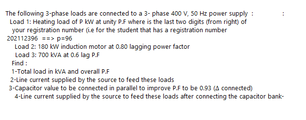 Solved The registration number that you must use (Load 1) | Chegg.com