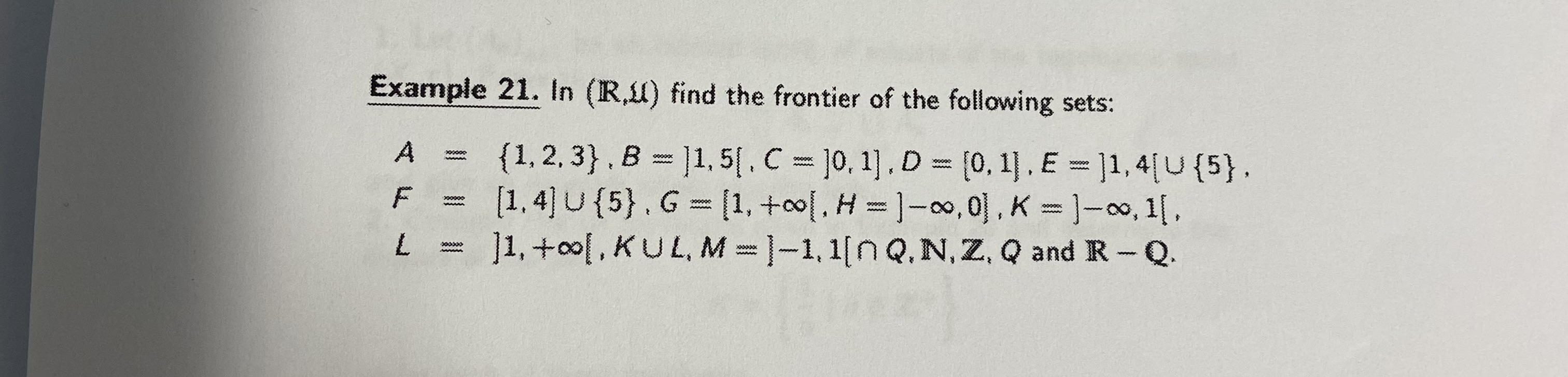 Solved Example 21. ﻿In (R,U) ﻿find the frontier of the | Chegg.com