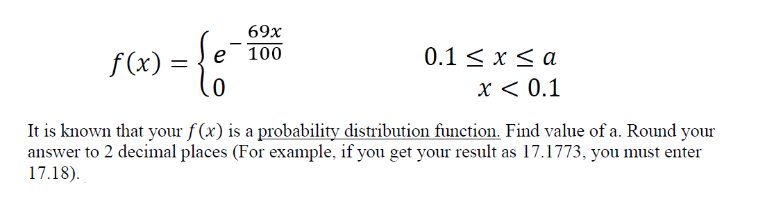Solved 69x 100 f(x) = 0.1