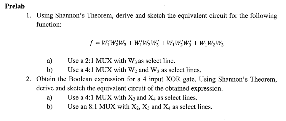 Solved Prelab 1. Using Shannon's Theorem, derive and sketch | Chegg.com