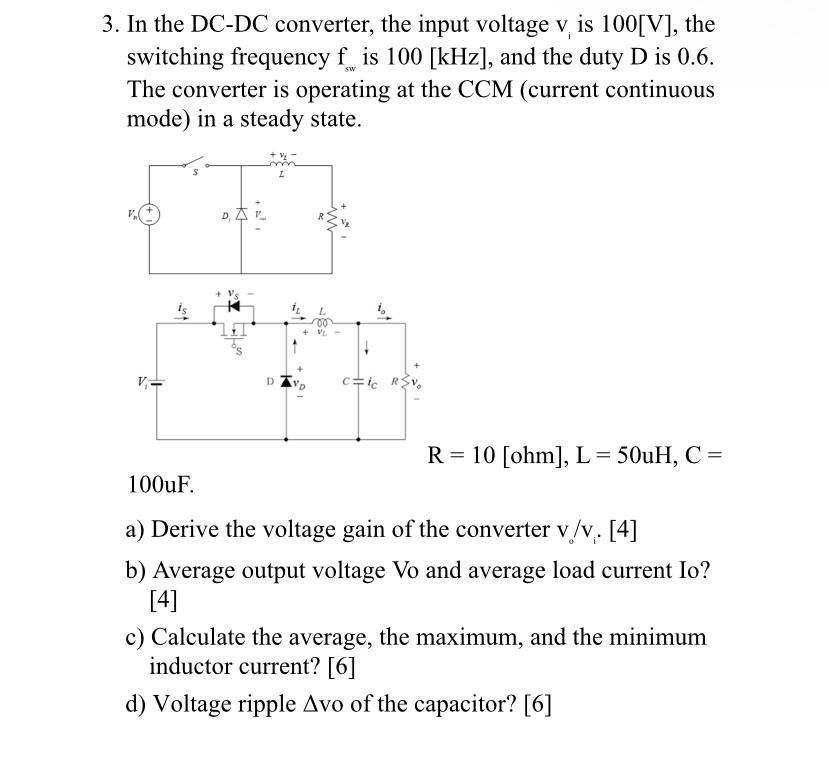 Solved In the DC-DC converter, the input voltage vi is | Chegg.com