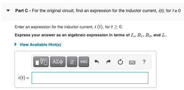 Solved Part A Learning Goal: To analyze an RL circuit to | Chegg.com