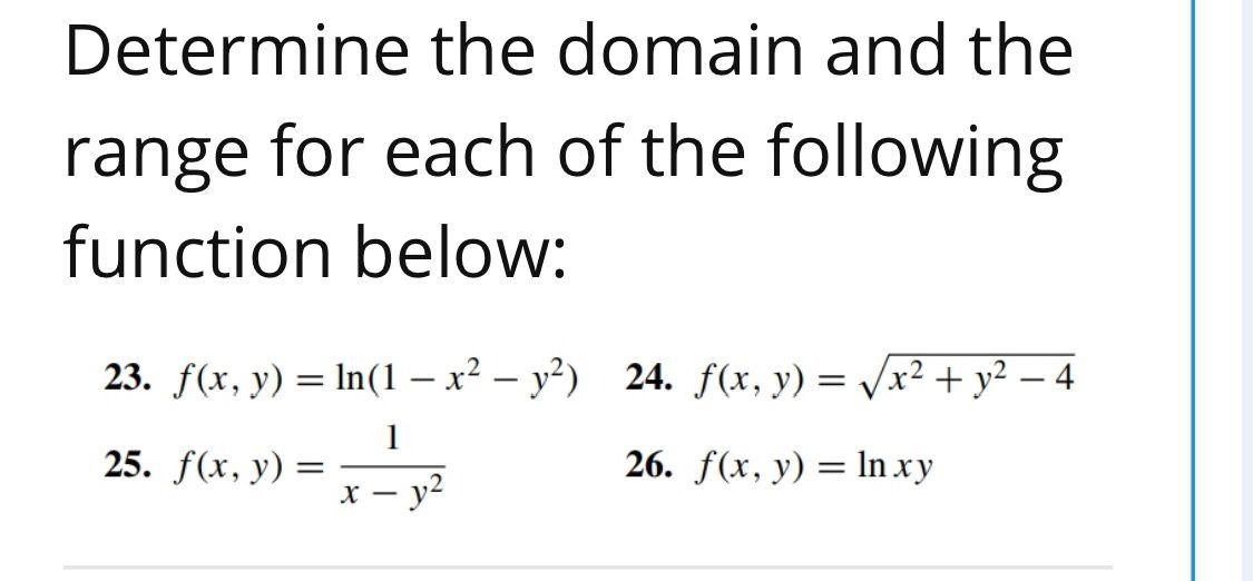 Solved Determine the domain and the range for each of the | Chegg.com