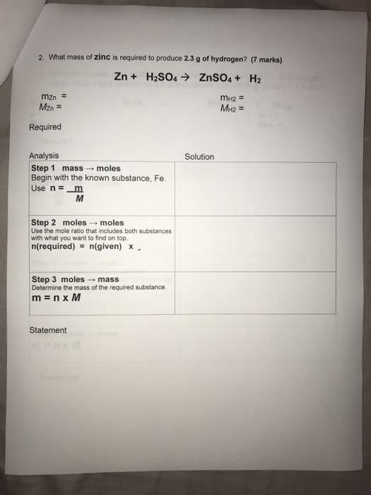 Solved Name Fill in the following Stoichiometry Questions | Chegg.com