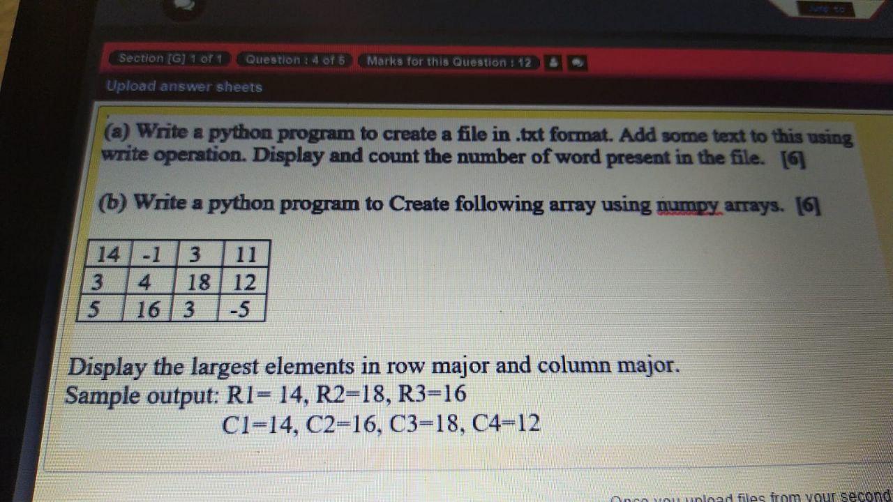 Solved Section [G] 1 of 1 Question: 4 of 6 Marks for this | Chegg.com