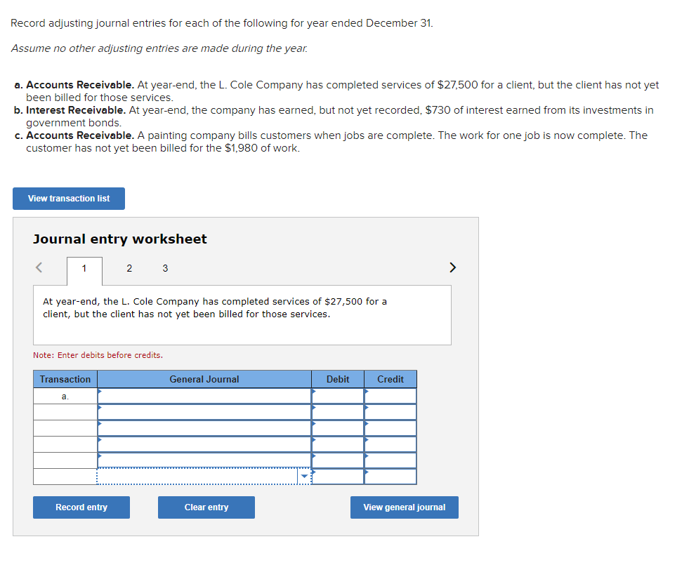 Solved Record adjusting journal entries for each of the | Chegg.com Solved Record adjusting journal entries for each of the | Chegg.com