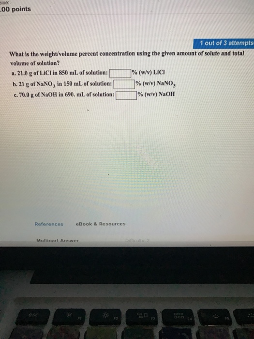 Solved What is the weight/volume percent concentration using | Chegg.com