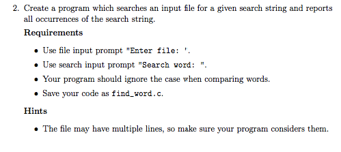 Solved 2. Create a program which searches an input file for | Chegg.com