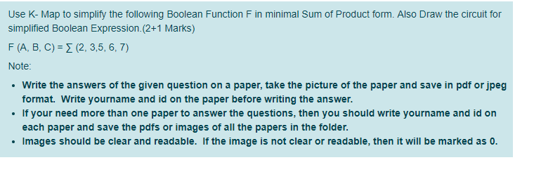 Solved Use K-Map to simplify the following Boolean Function | Chegg.com