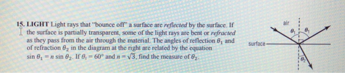 Solved air 15. LIGHT Light rays that "bounce off' a surface | Chegg.com