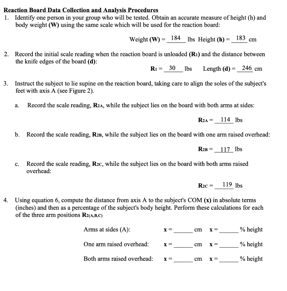 Reaction Board Data Collection and Analysis | Chegg.com