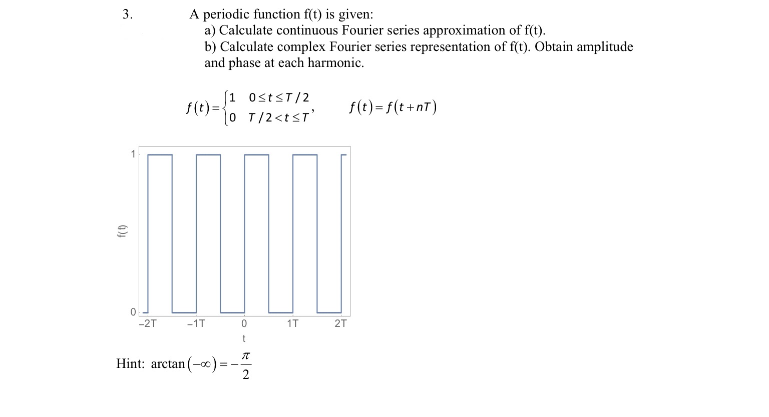 Solved 3. A periodic function f(t) is given: a) Calculate | Chegg.com