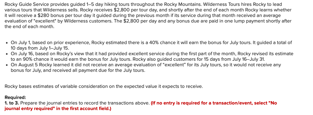 Solved Rocky Guide Service provides guided 1−5 day hiking | Chegg.com