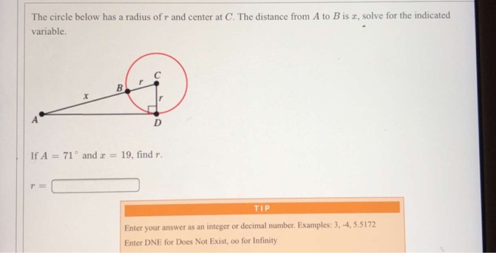 Solved The circle below has a radius of r and center at C. | Chegg.com