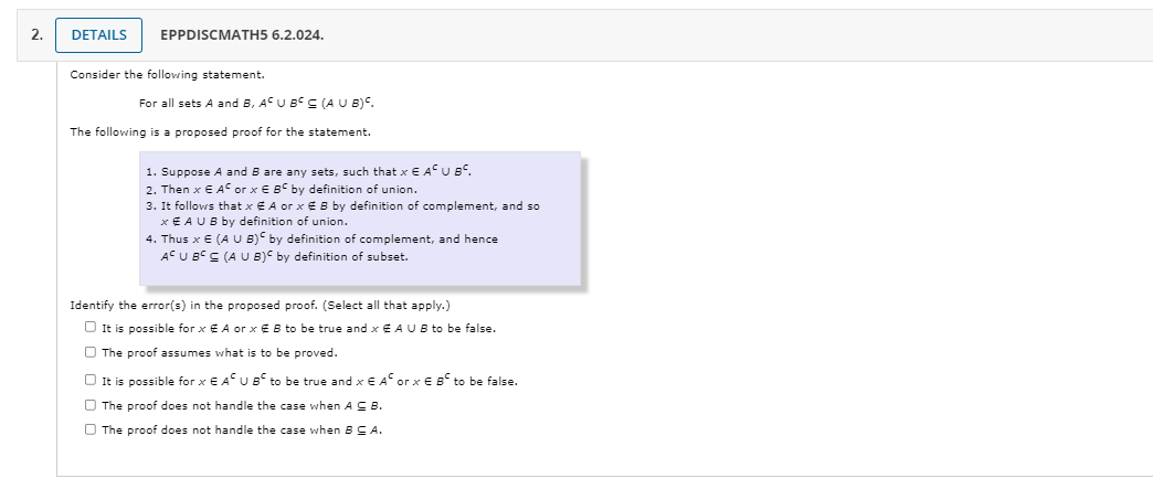 Solved 2. DETAILS EPPDISCMATHS 6.2.024. Consider the | Chegg.com