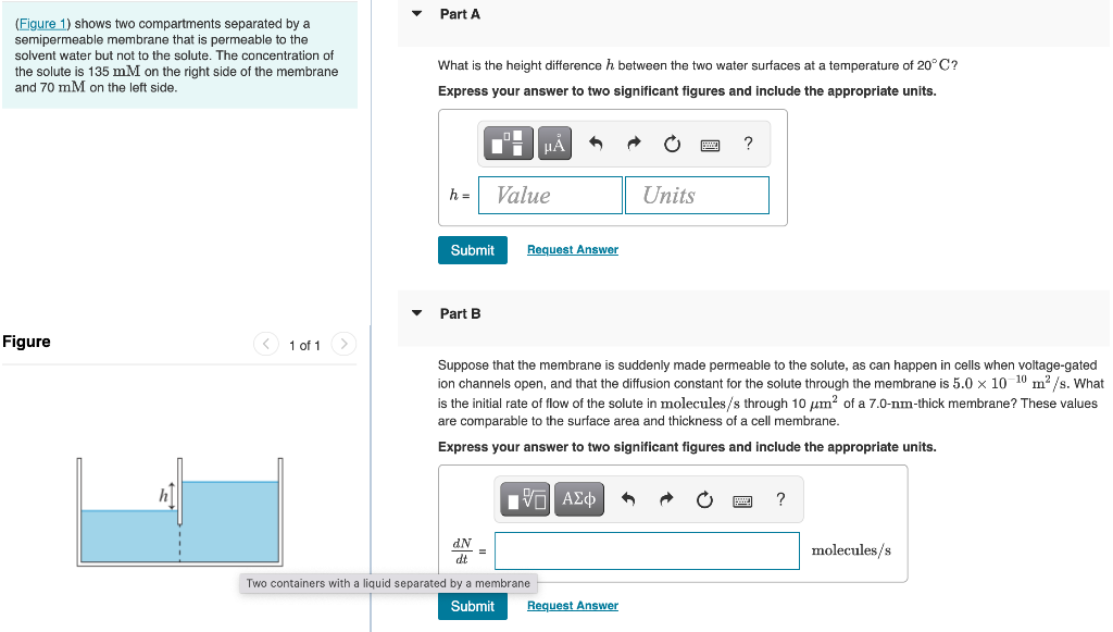 Solved Part A (Figure 1) shows two compartments separated by | Chegg.com