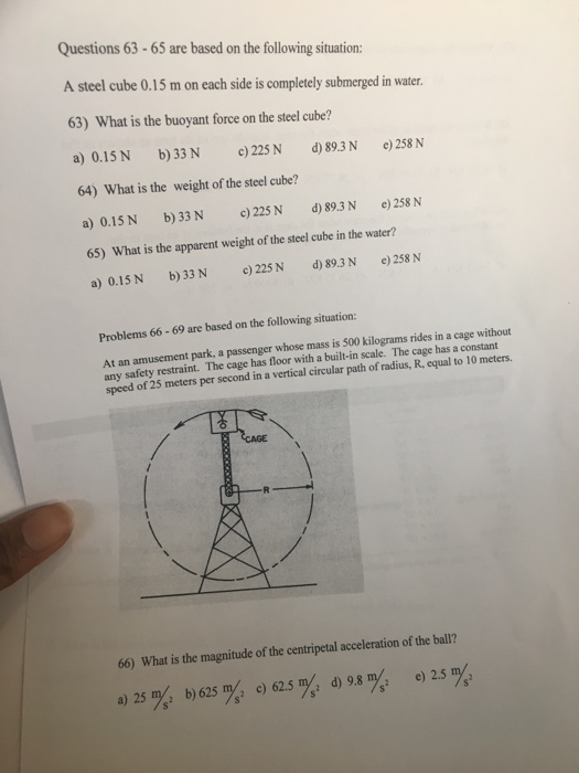 Solved Questions 63- 65 are based on the following | Chegg.com